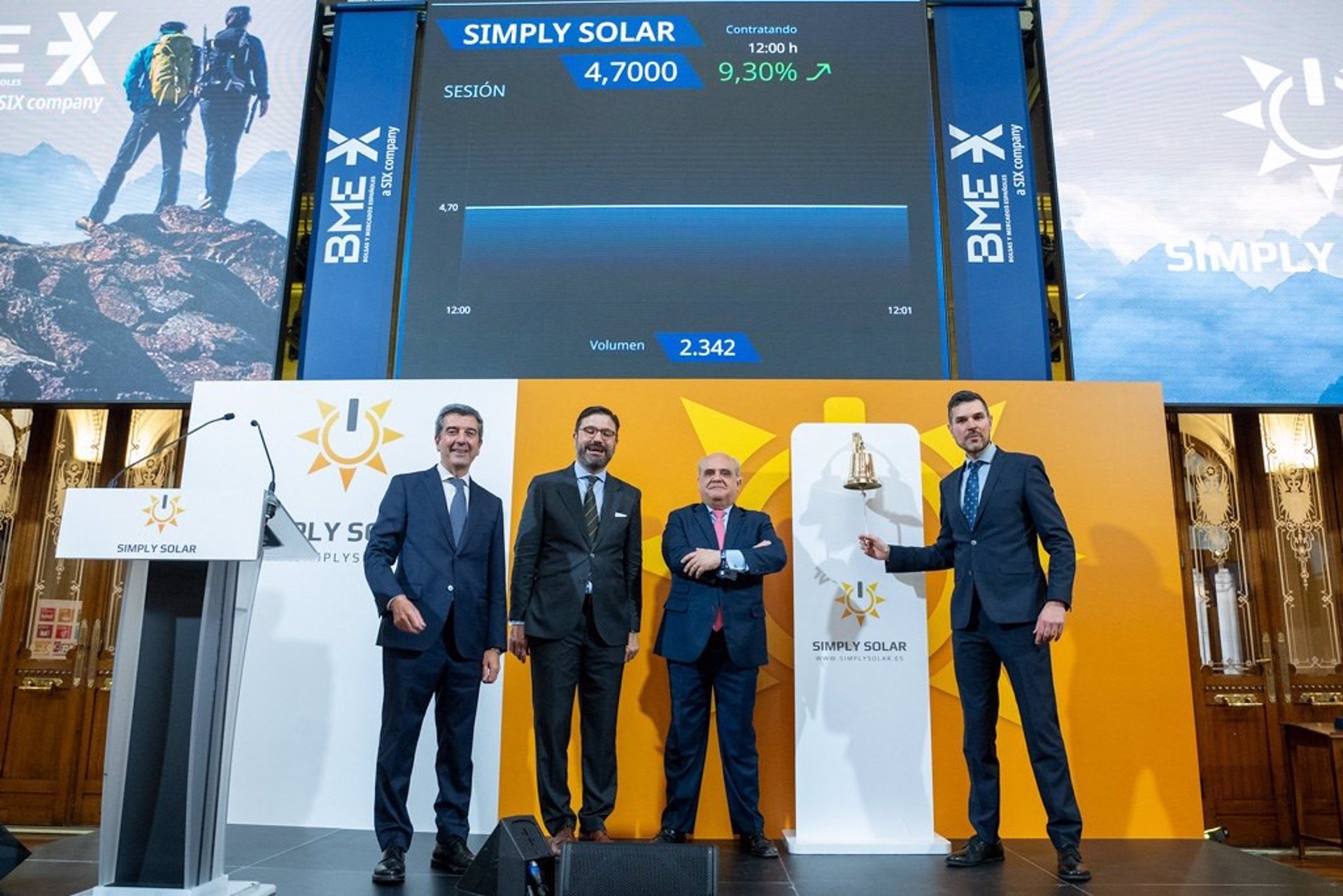 Simply Solar debuta en BME Scaleup con un alza de un 9,3% y eleva capitalización a 5,2 millones